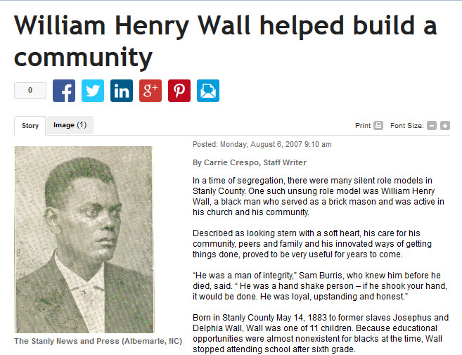 William Henry Wall – Stanly County History Center